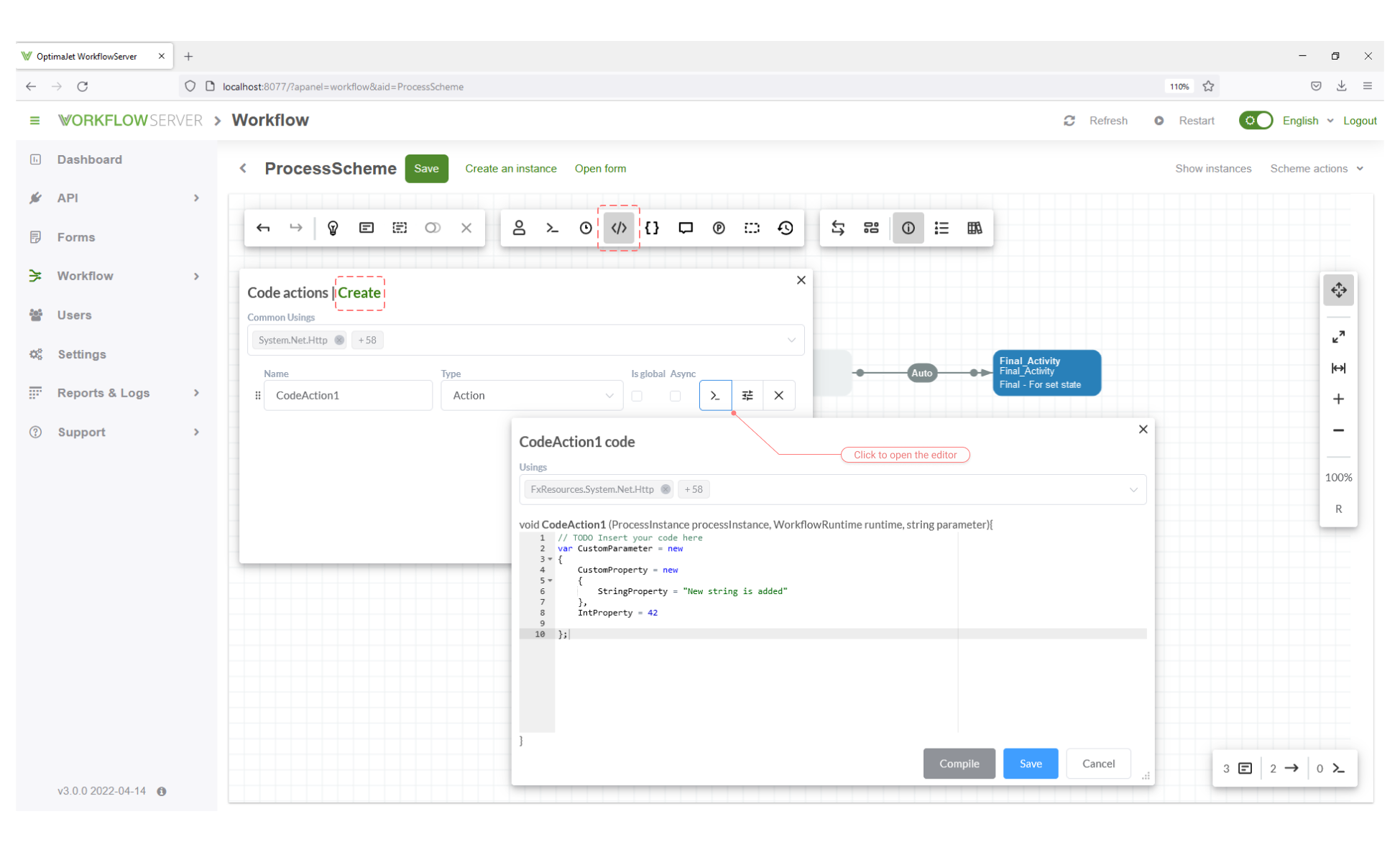 Using Global Code Actions In Workflow Server Documentation Workflowserver