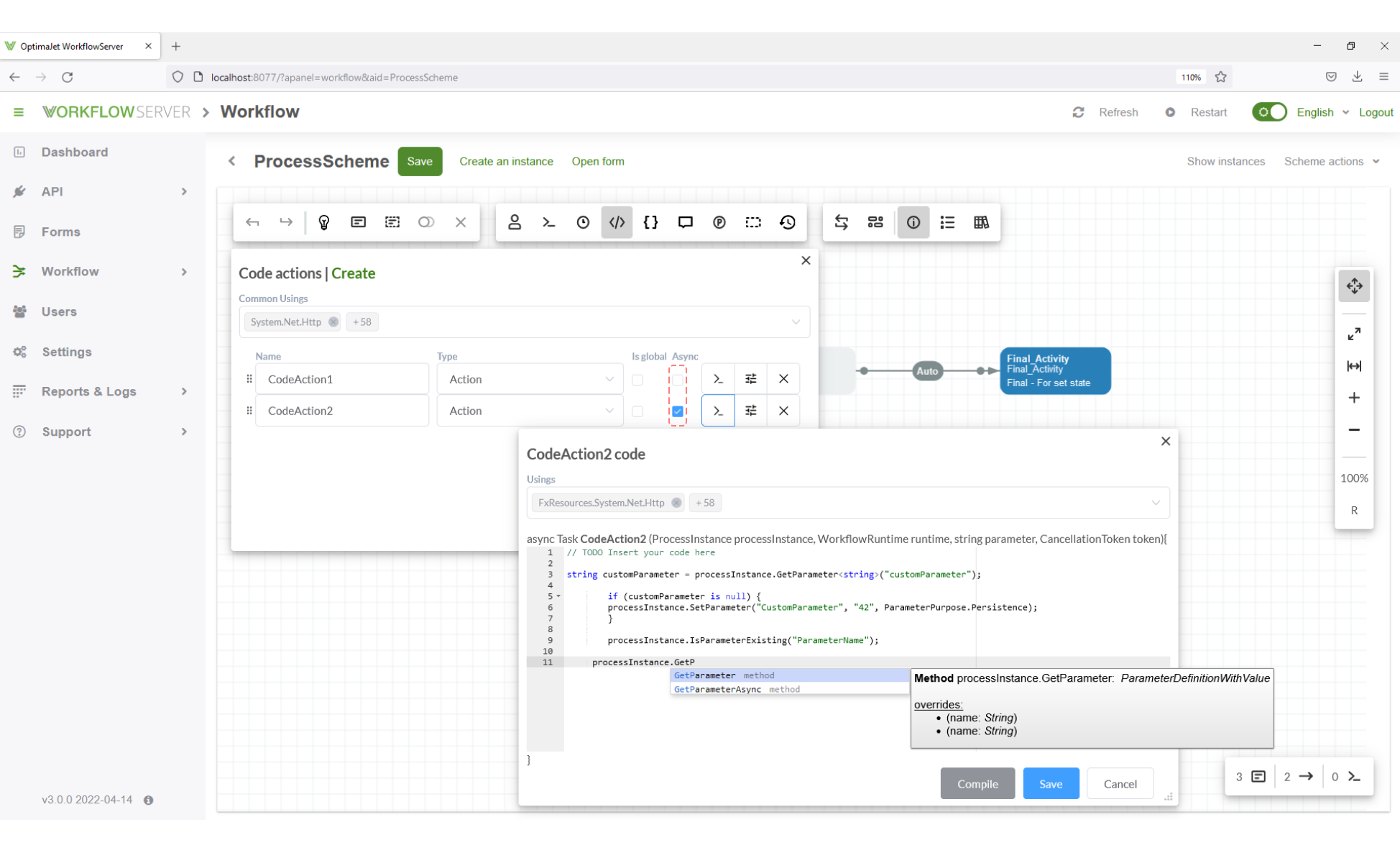 Using Global Code Actions In Workflow Server Documentation Workflowserver